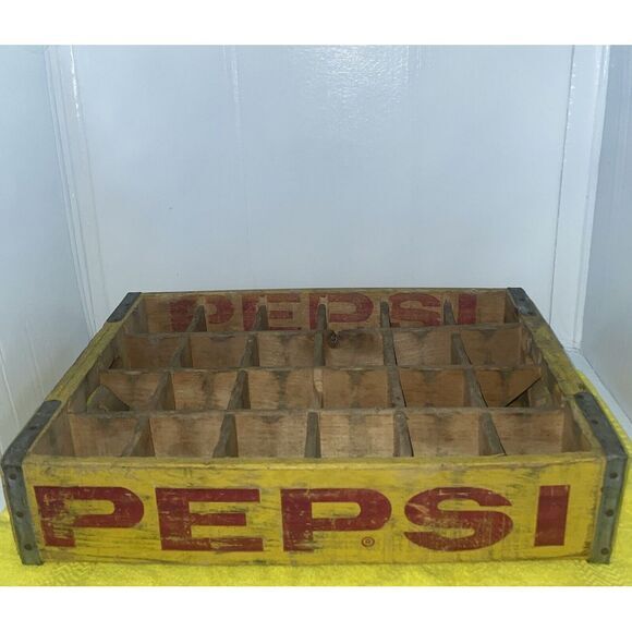 Pepsi | Other | Vintage Yellow Wood Red Lettering Pepsi Cola Divided ...